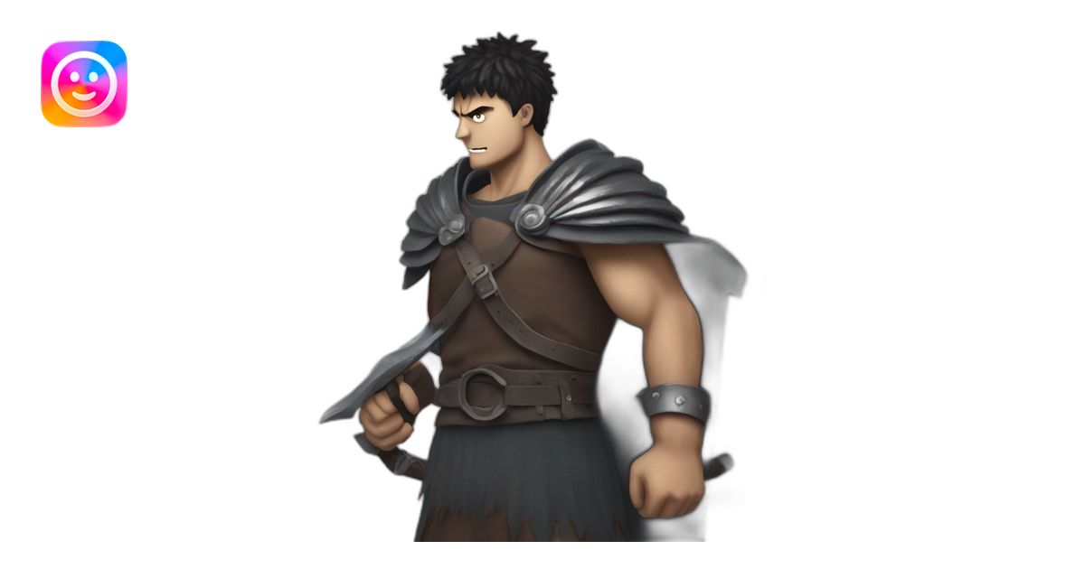 angry berserk guts carrying a huge sword on his shoulder emoji | AI ...