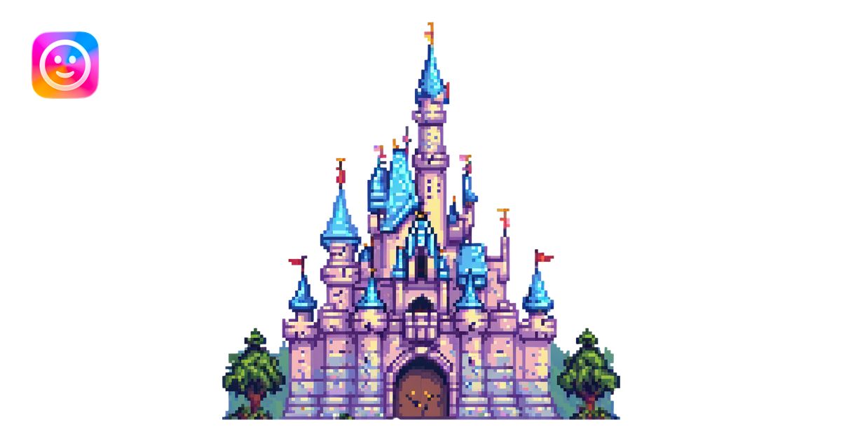Disneyland Castle pixel art style, pastel colors illustration | AI ...