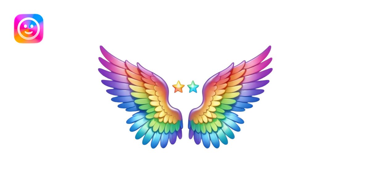 tiny small rainbow angel wings. cute tiny left and right rainbow angel ...