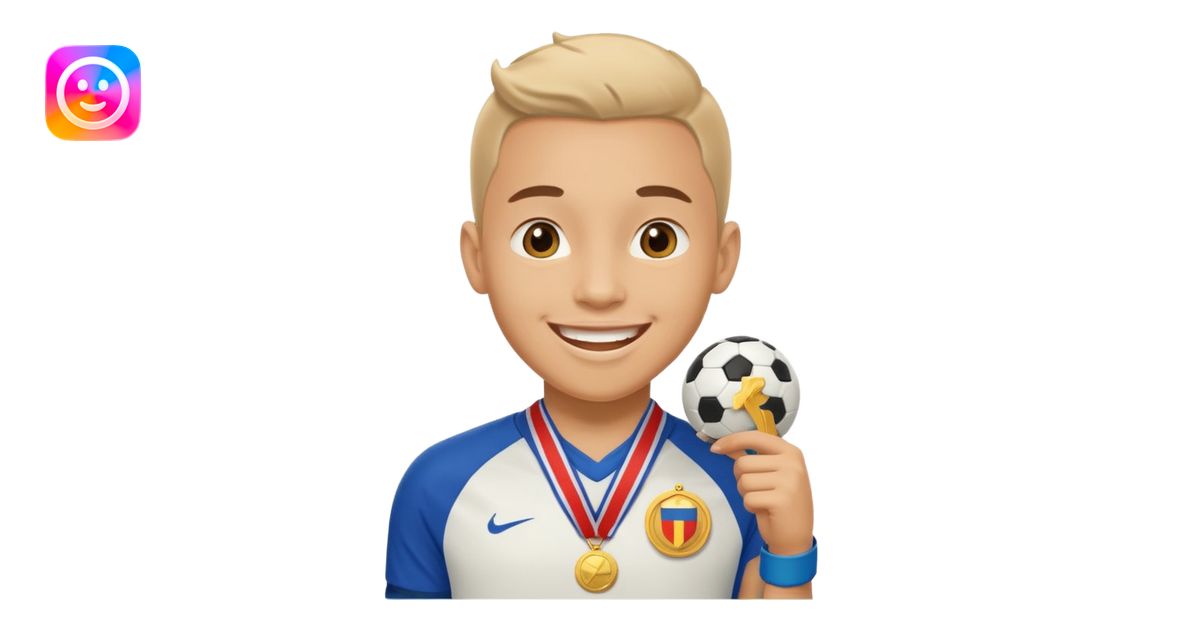Happy light soccer player with a first-place medal emoji | AI Emoji ...