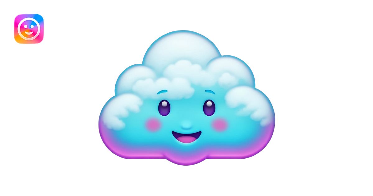 Small cloud with multiple emoji-style expressions (happy, sleepy ...