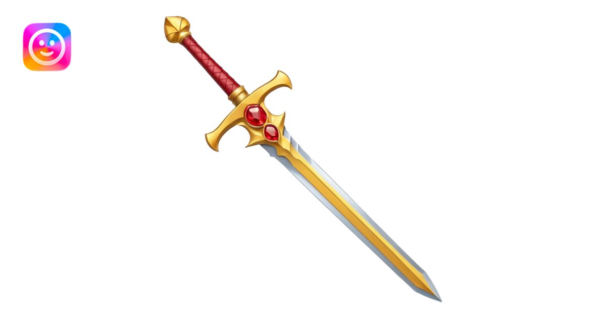 golden sword with red gem, simple emoji | AI Emoji Generator