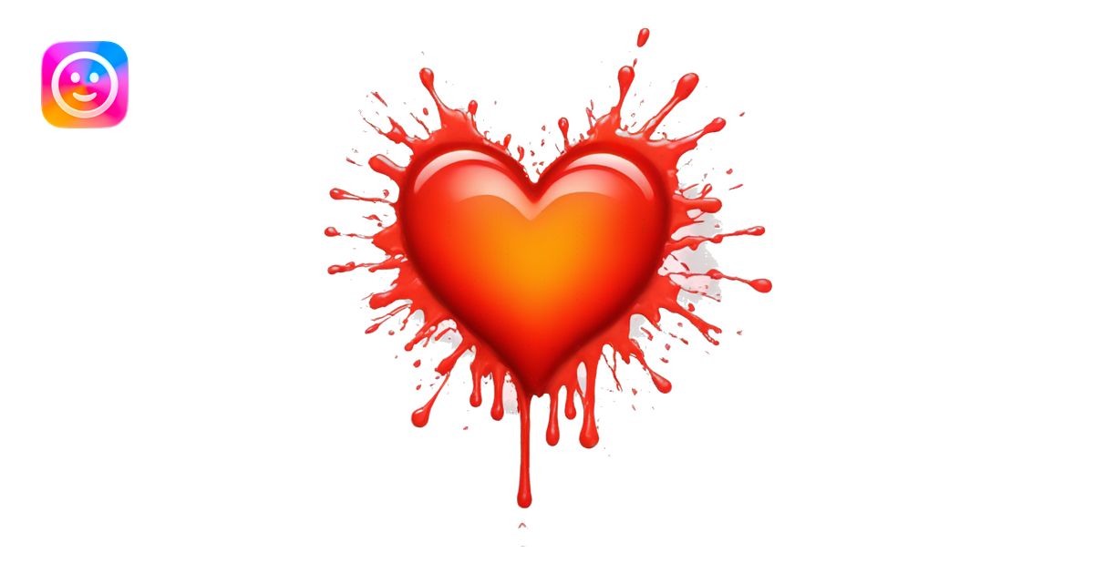 bleeding red heart glowing red-orange with splatter emoji | AI Emoji ...