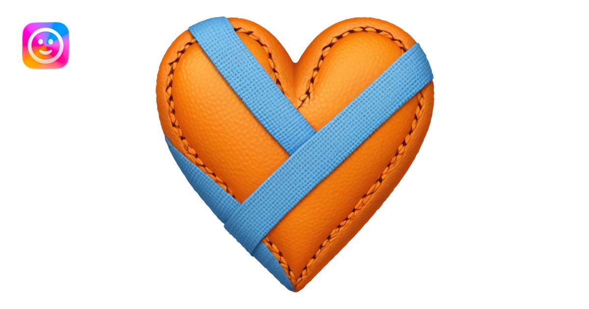 Half blue half orange heart split vertically add a bandage wrapped ...