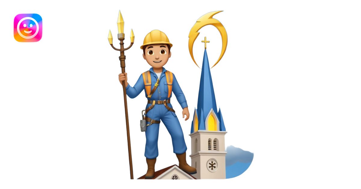 steeplejack man lightning conductor on a church spire emoji | AI Emoji ...