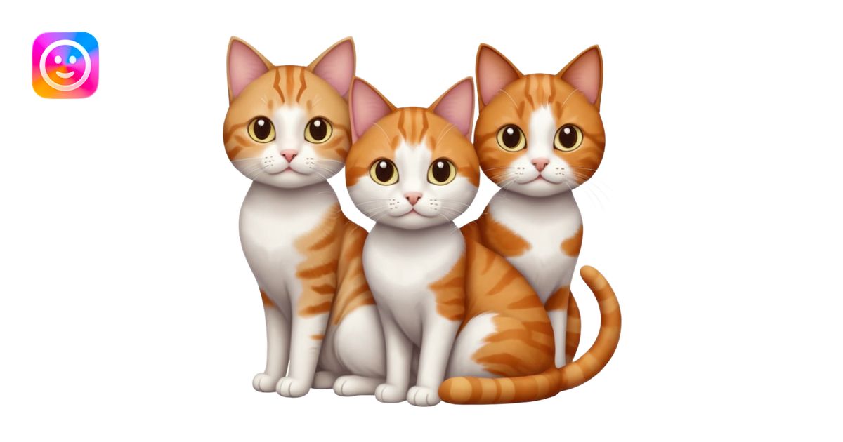 3 sibling cats all different natural colours; 1 is ginger and white ...