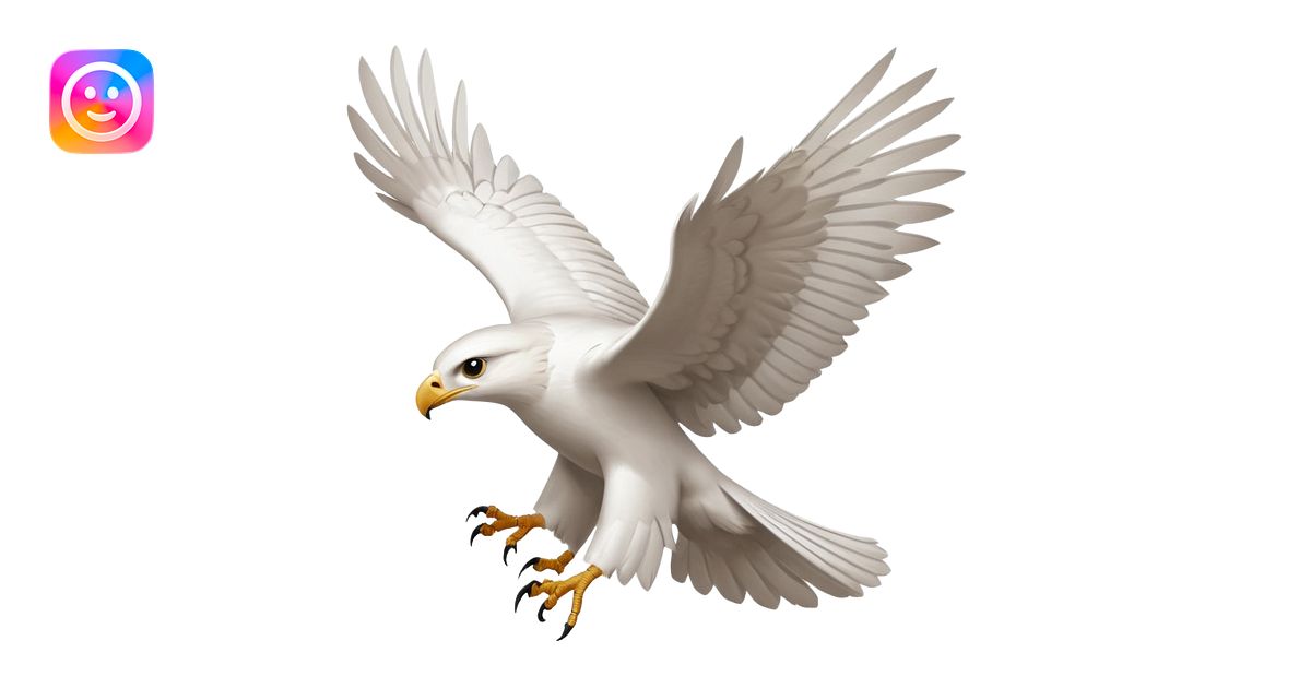 a completely white hawk flying emoji | AI Emoji Generator