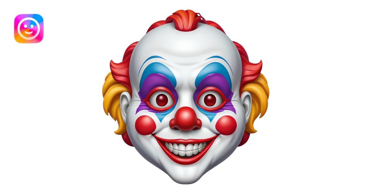 Mask – Painted clown mask with wide grin emoji | AI Emoji Generator