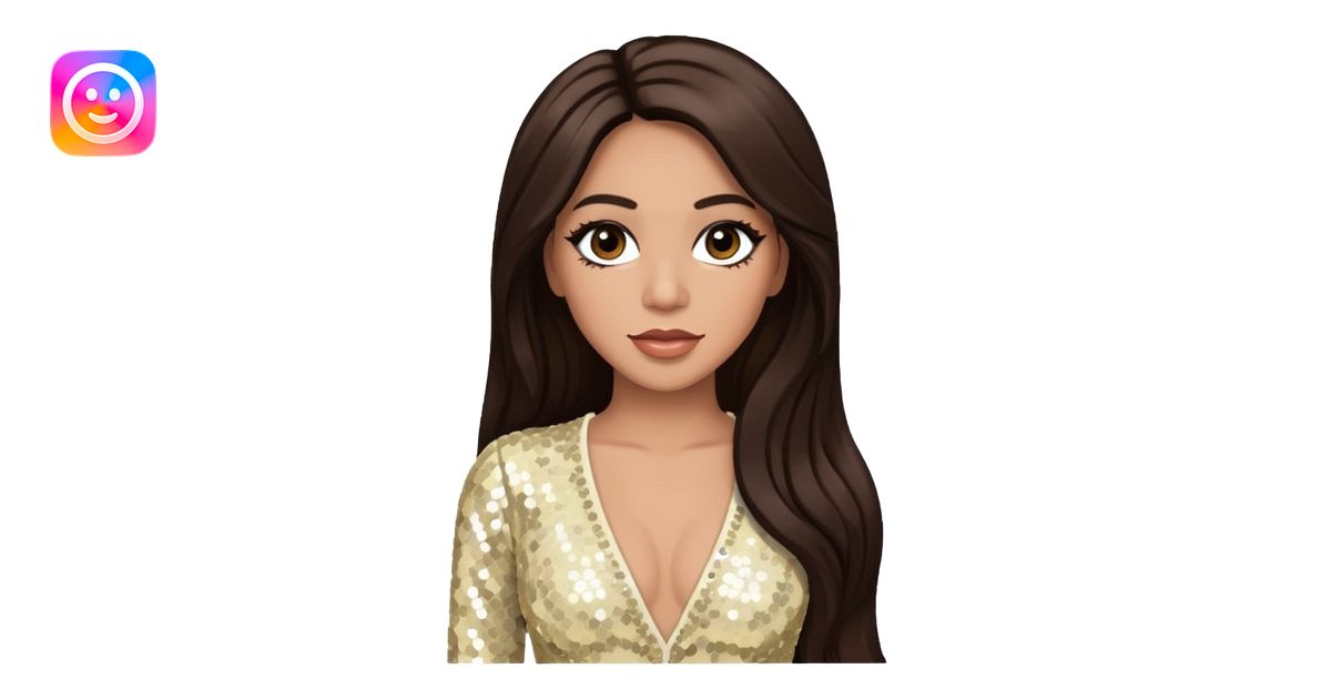 Farrah Franklin from Destiny's Child with long dark brown hair, ivory sequin outfit emoji | AI ...