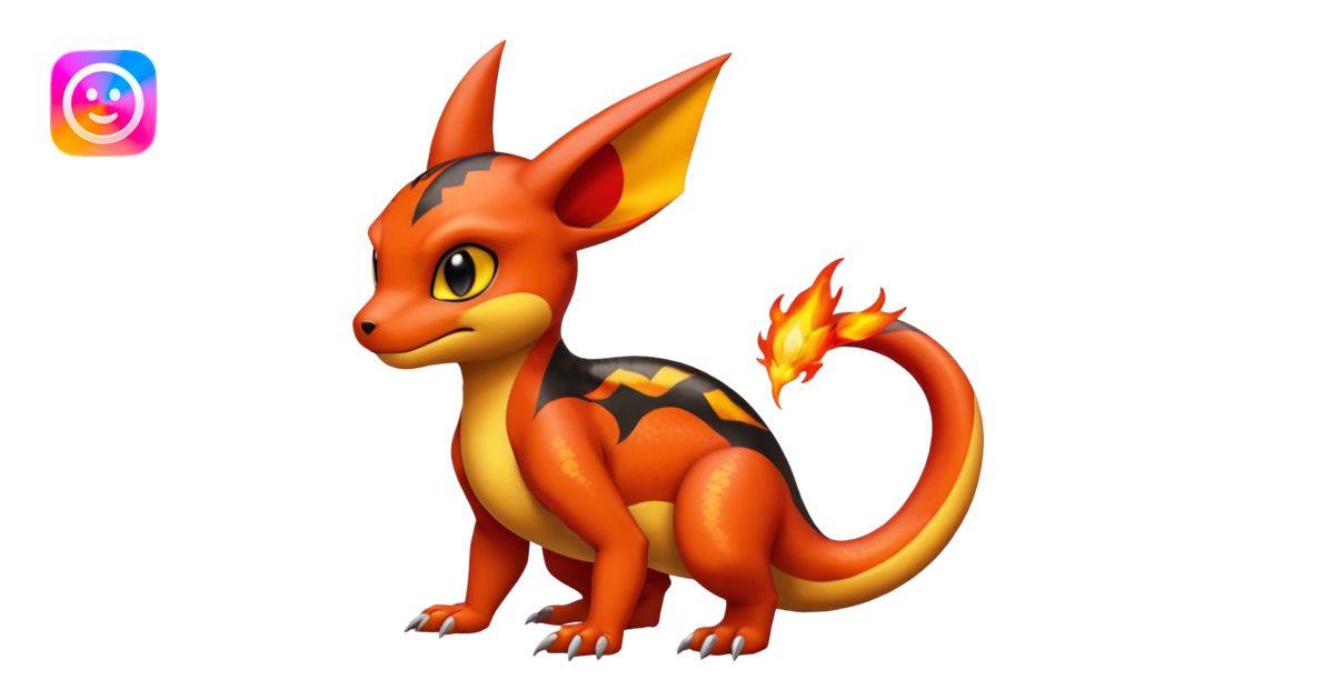 Umbreon-Charmander-Charmeleon-Guilmon-fusion emoji | AI Emoji Generator