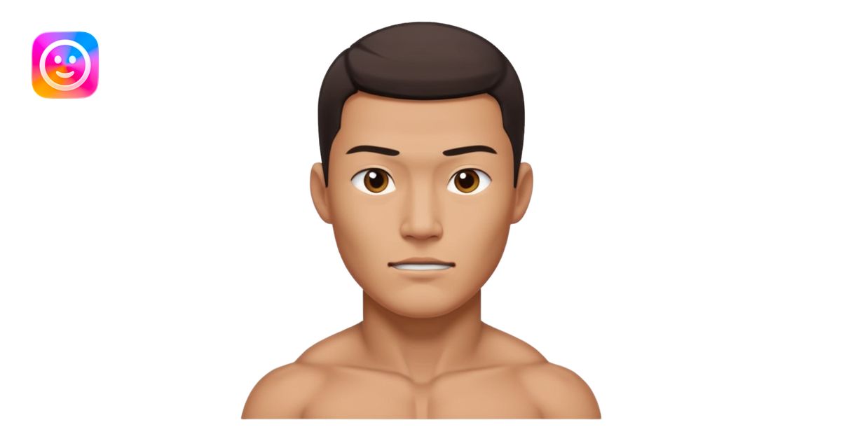 A standing buff shirtless asian guy with a really square jawline. Make ...