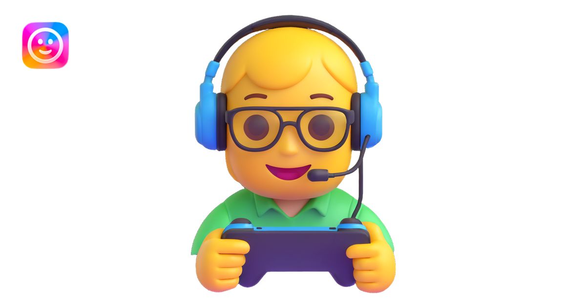gaming emoji with a headset and joystick emoji | AI Emoji Generator