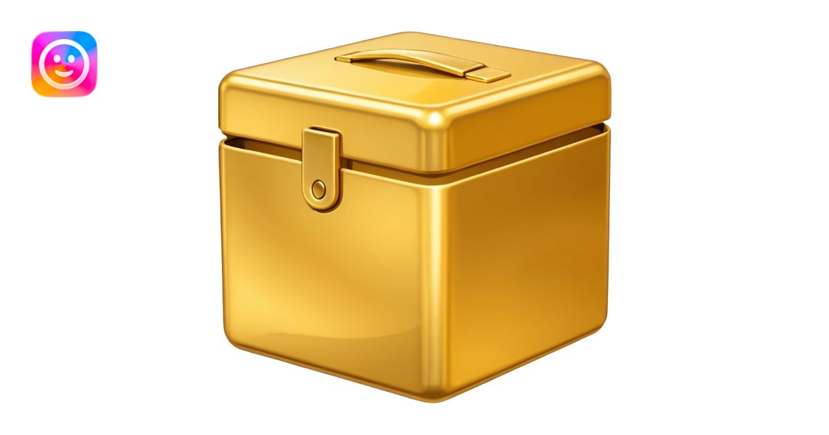 Clean Gold box direct frontal view emoji | AI Emoji Generator