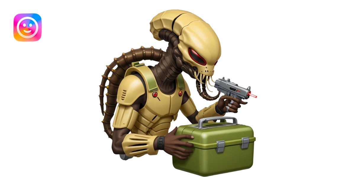 The Predator, as in the 1987 movie, with full armor, laser gun and mask ...