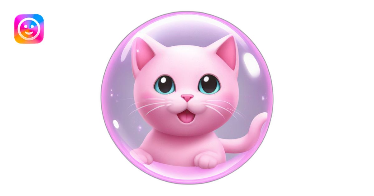 pink mew levitating in a bubble emoji | AI Emoji Generator