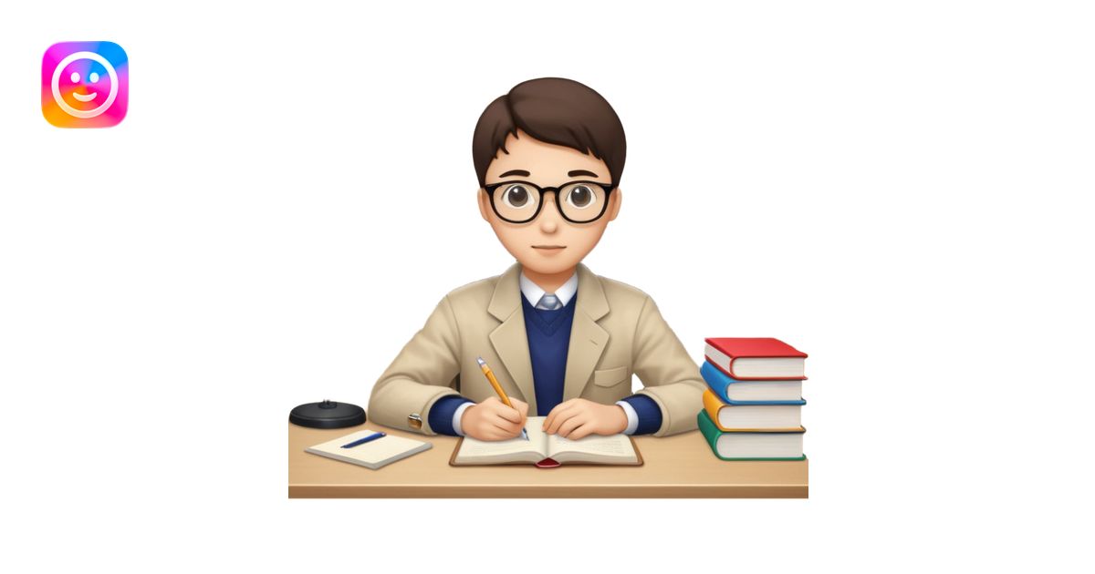 South Korean high school student at desk, surrounded by study materials ...