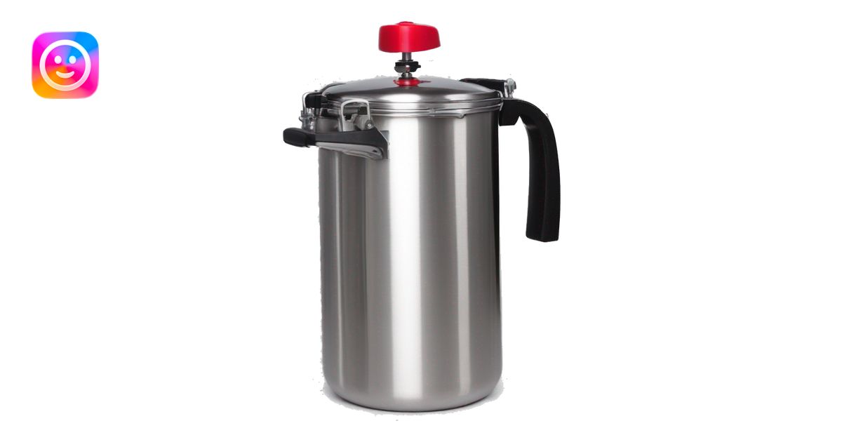 Stainless steel pressure pot, with black gights, 3 clamps lid, red line ...