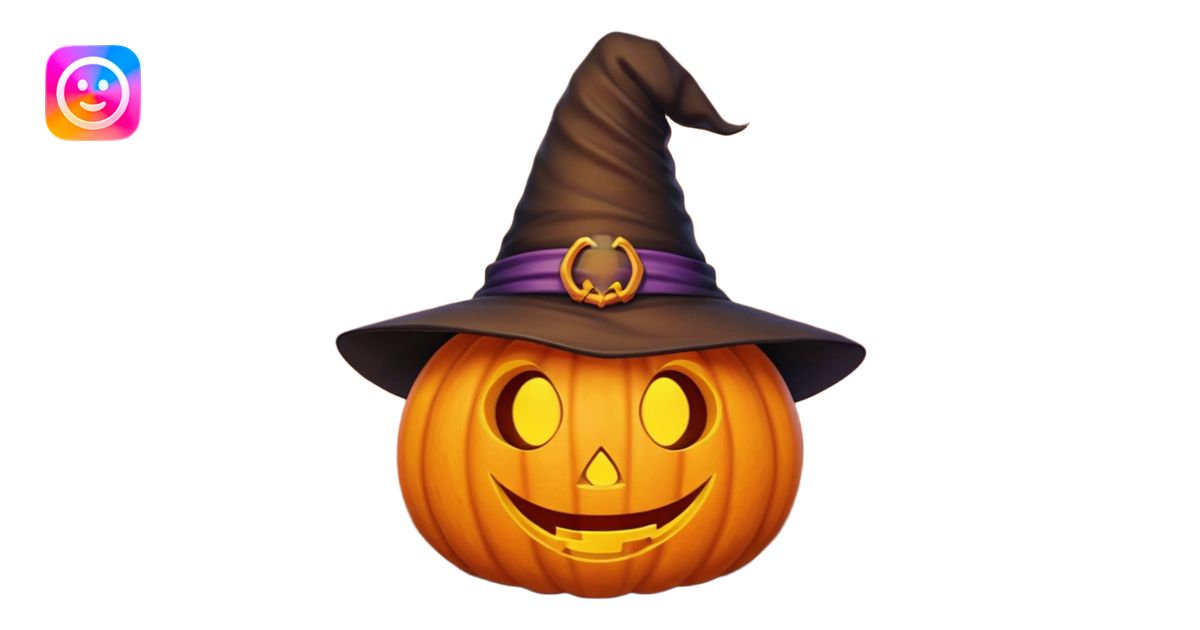 cute pumpkin with witch hat emoji | AI Emoji Generator