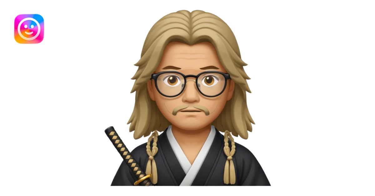 Long Haired Samurai with Glasses,Long-haired ronin adjusting spectacles ...