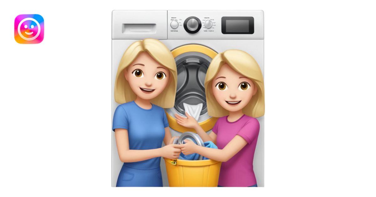 Mother and daughter opening a washing machine door emoji | AI Emoji ...