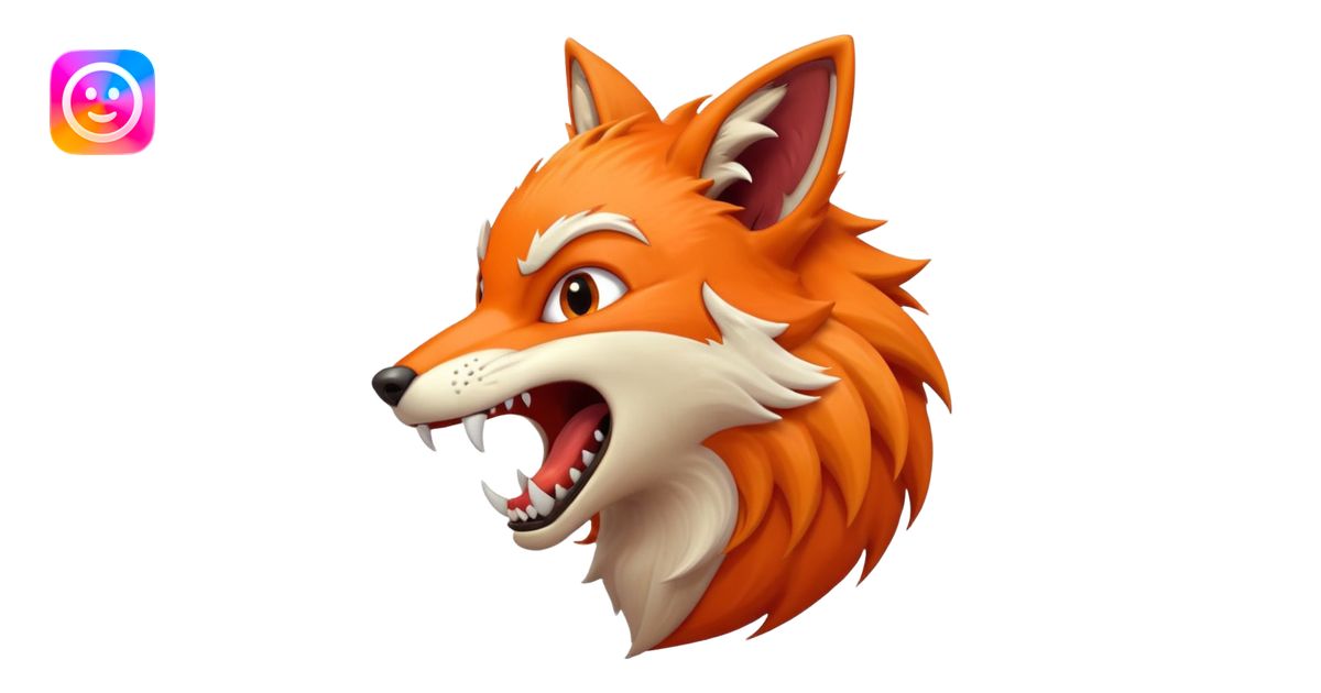 Angry Fox mouth open, scary teeth, side view, monster big mouth emoji ...