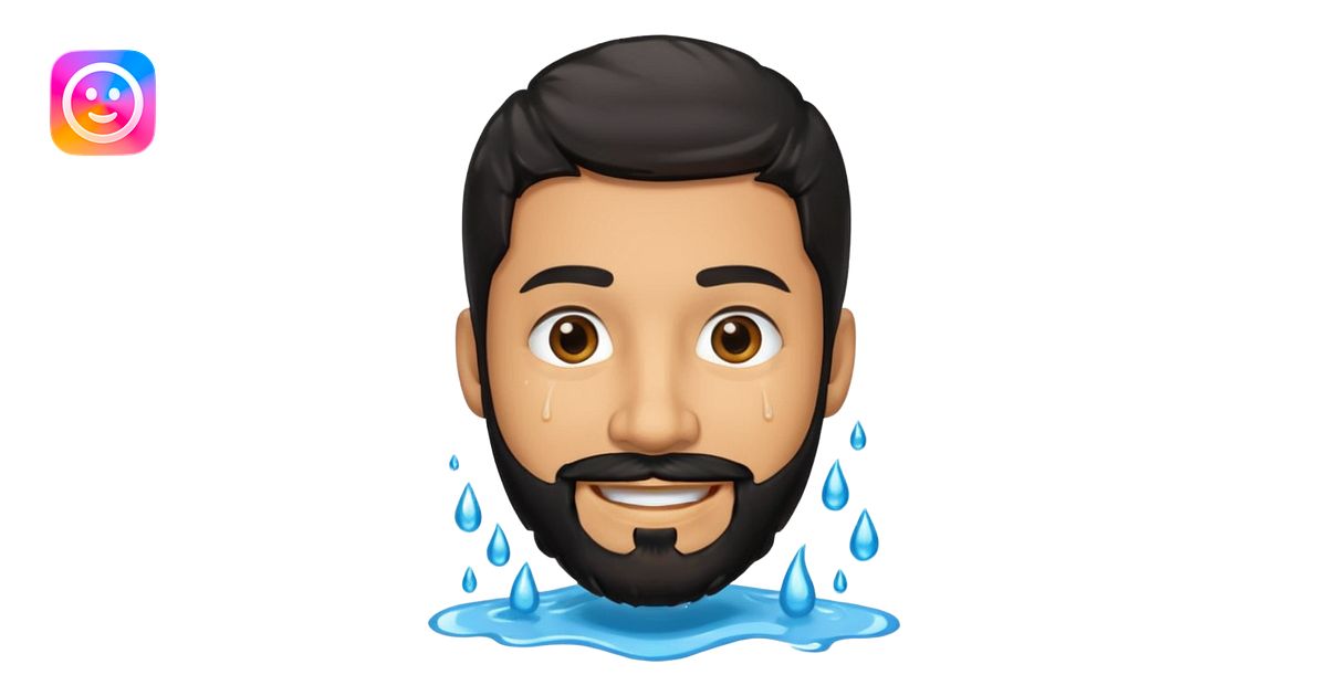 Smiling hispanic man with black beard that is dripping wet emoji | AI ...