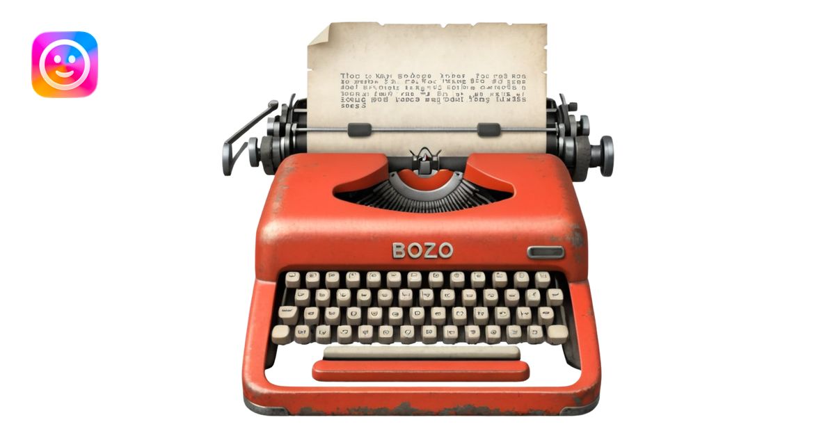 Typewriter with paper that says bozo on paper emoji | AI Emoji Generator