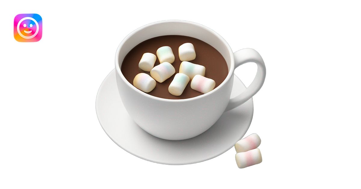 Hot chocolate mug with mini marshmallows on top emoji | AI Emoji Generator
