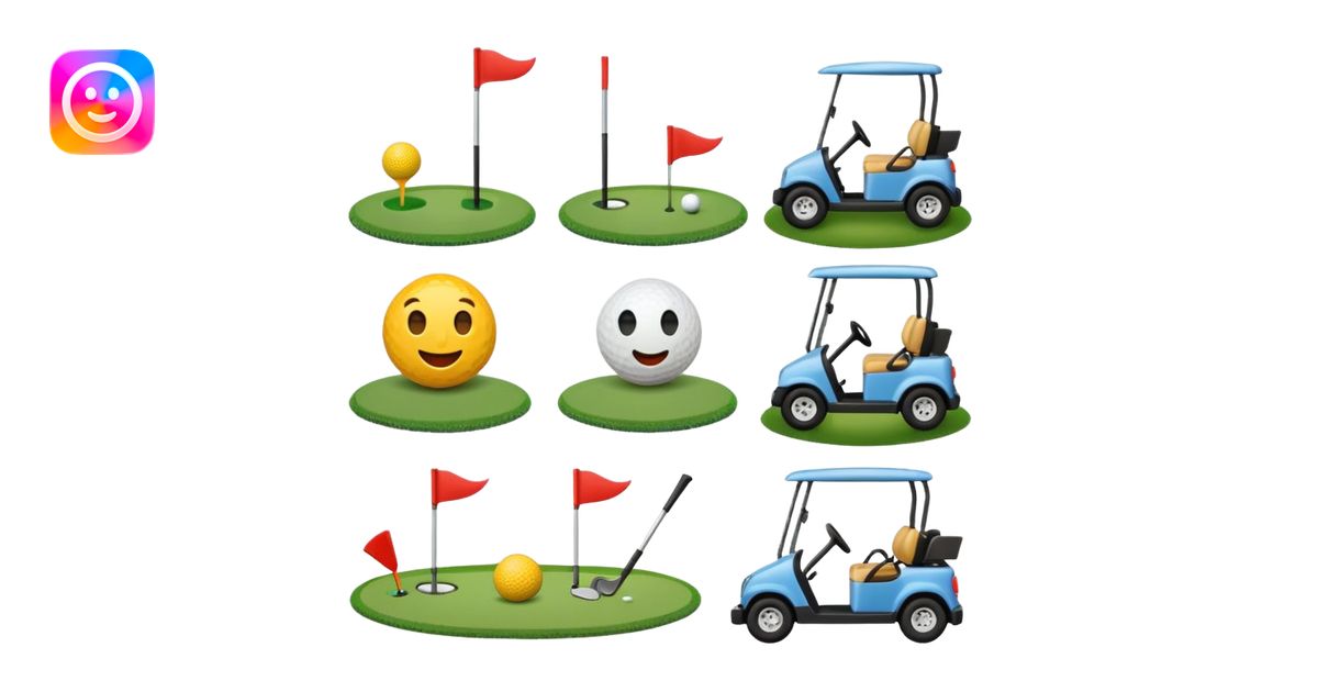 “Create a set of simple, cute, flat-style emojis themed around golf ...
