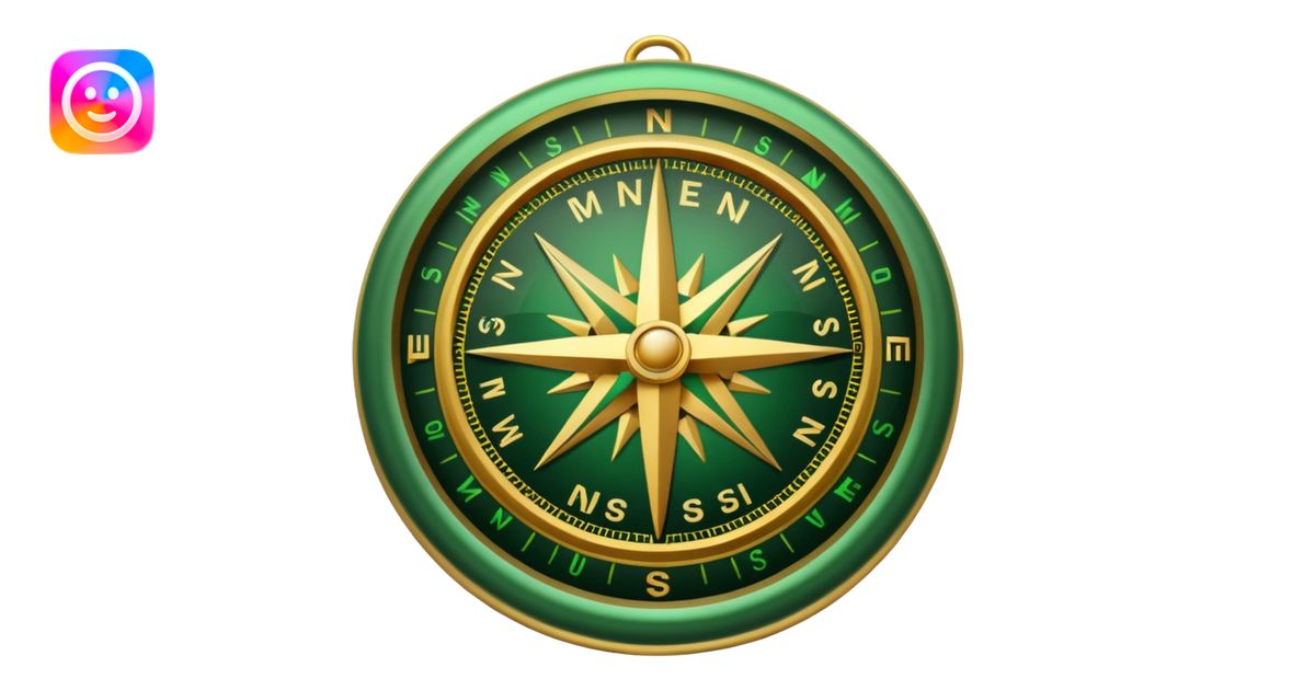 compas with golden and green colours emoji | AI Emoji Generator