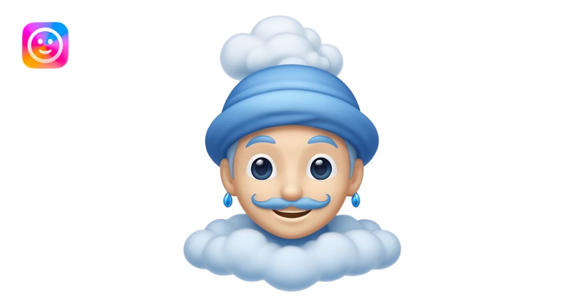 blue genie emerging smoke. emoji | AI Emoji Generator