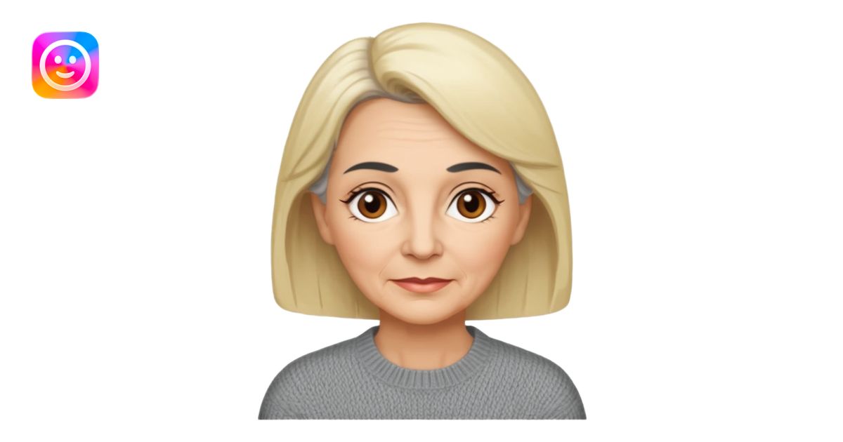 Rea emoji bionda di 70 anni occhi castani sopracciglia nere faccia più ...