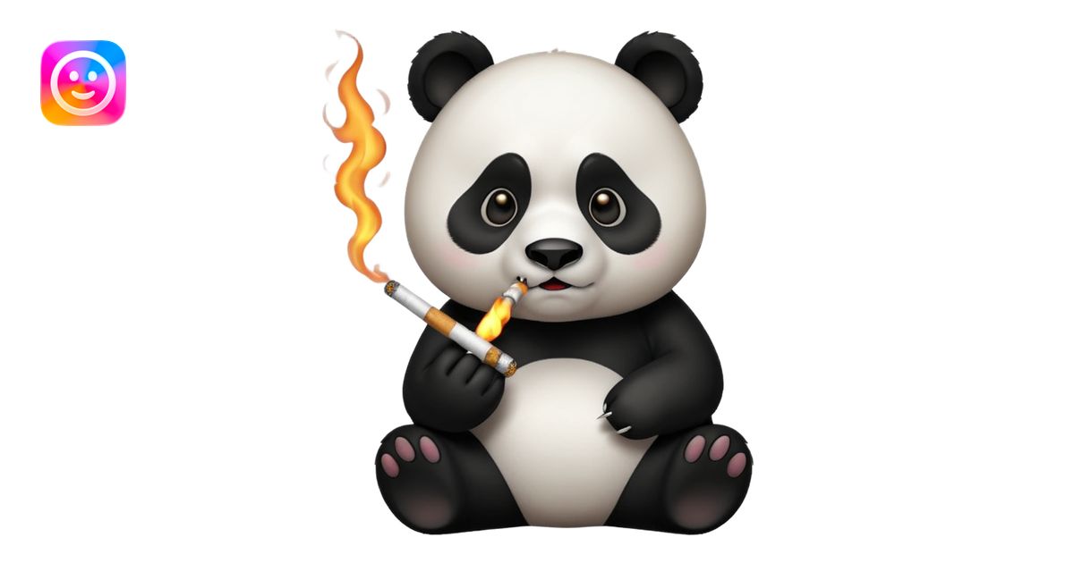 A panda smoking a cigarette looking scared emoji | AI Emoji Generator