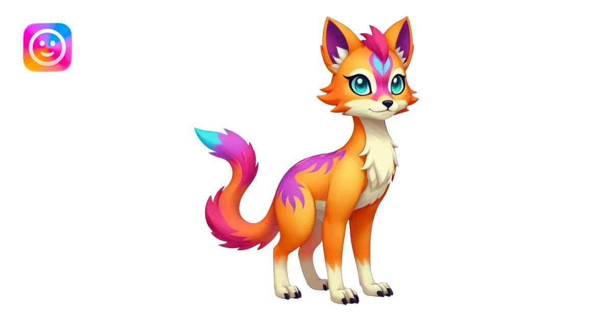 Anime-styled Neon-colored multi-colored cool Falvie-Fionbri-creature ...