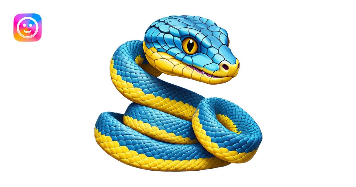 Blue cartoon pit viper emoji | AI Emoji Generator