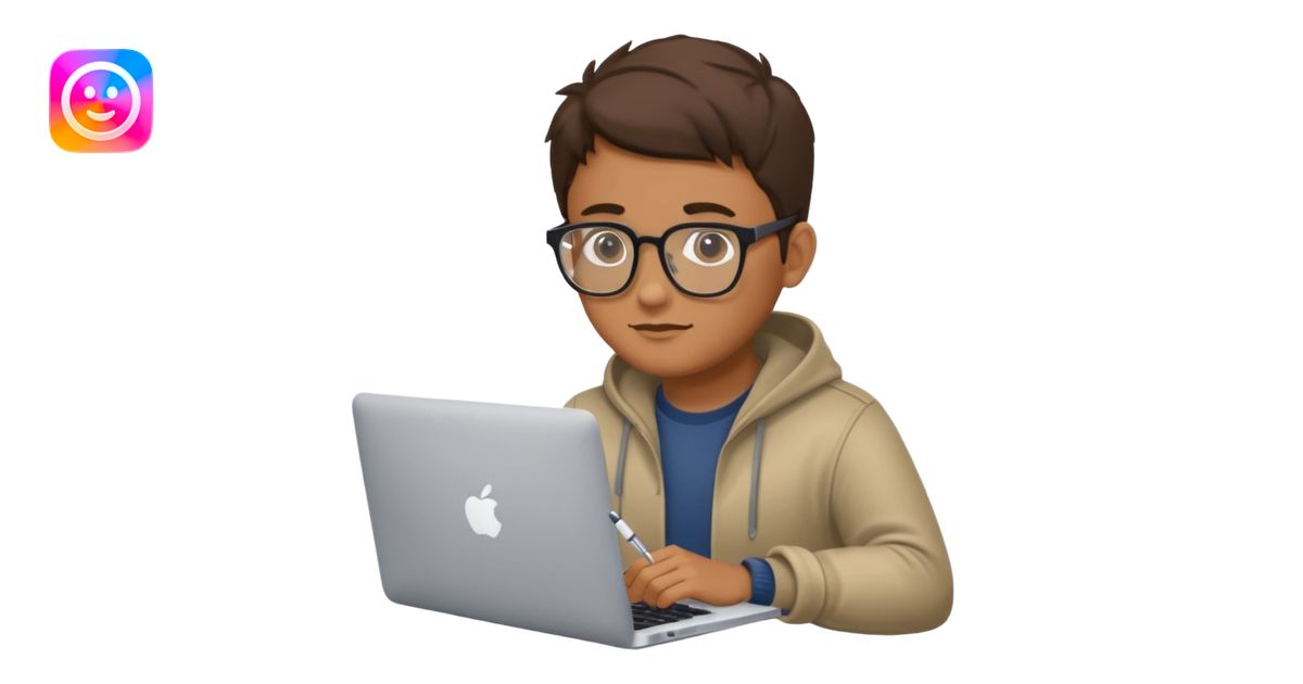 A developer writing code on his macbook emoji | AI Emoji Generator