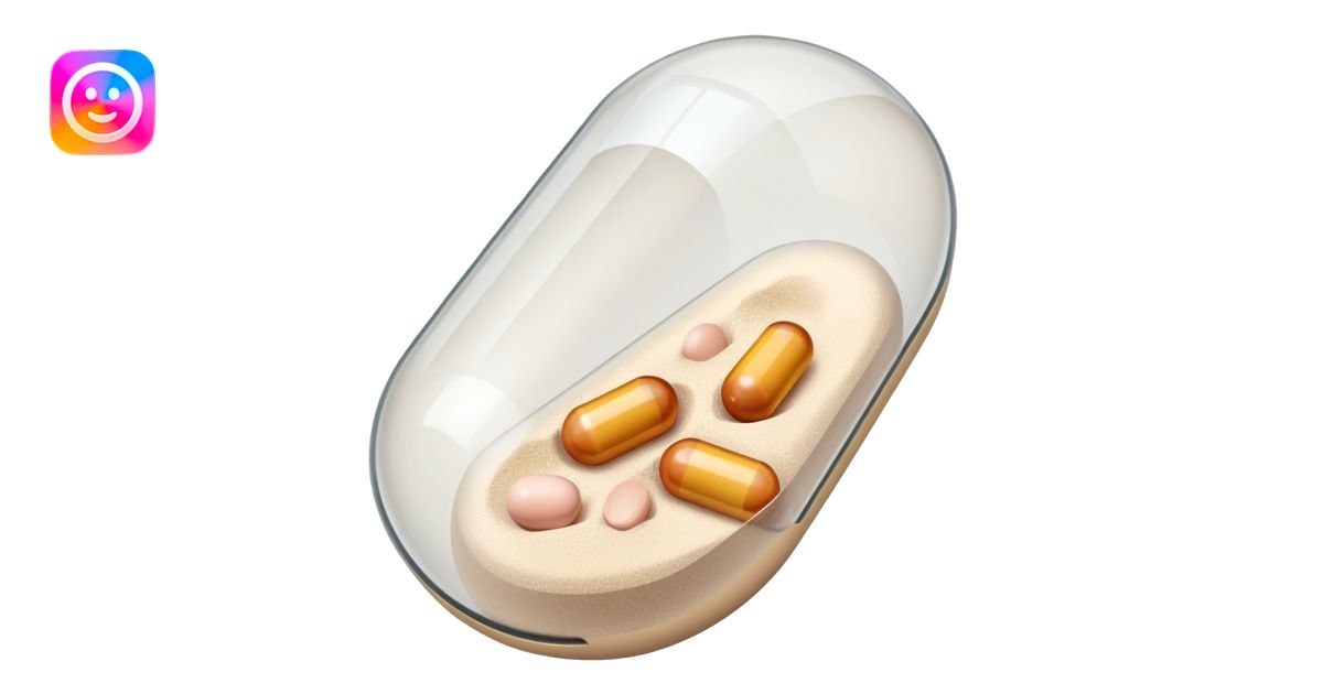 See through pill capsule with beige salt inside emoji | AI Emoji Generator