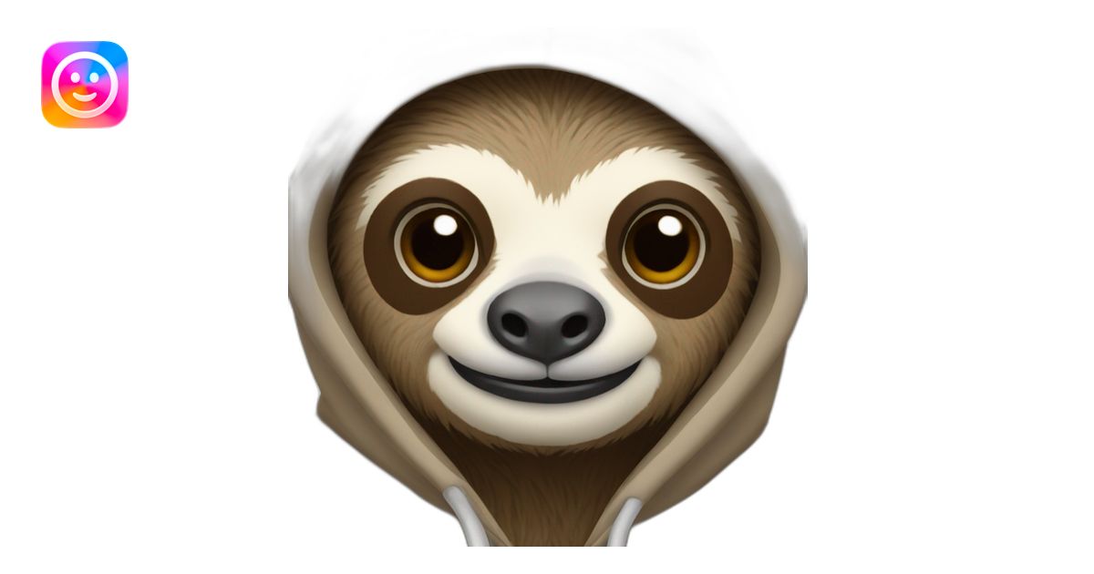 sloth wearing hoodie emoji | AI Emoji Generator