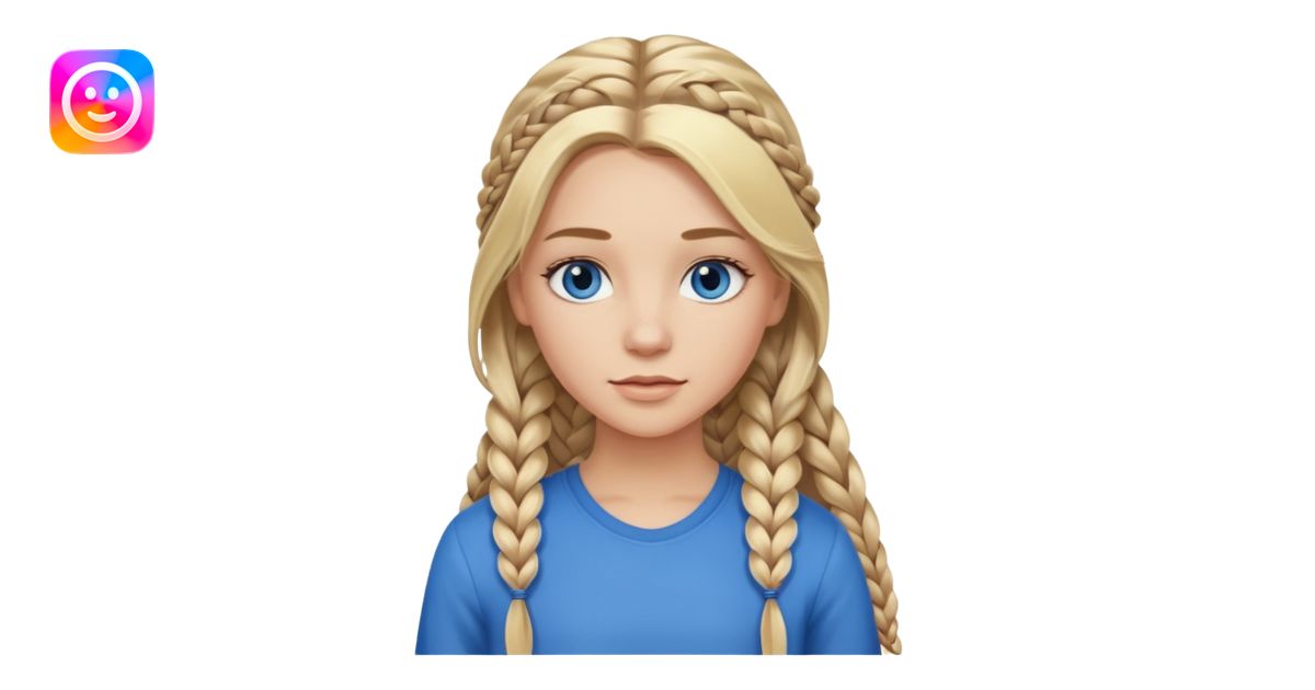 Blonde balayage long hair half braids women blue eyes emoji | AI Emoji ...