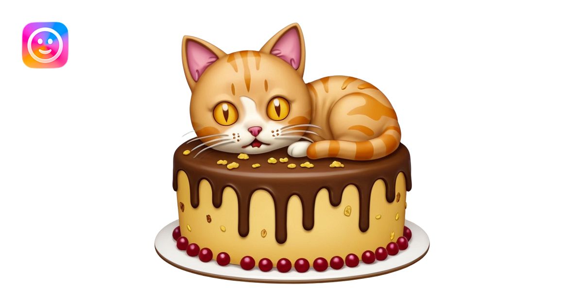 Cat vomiting because of eating cake emoji | AI Emoji Generator