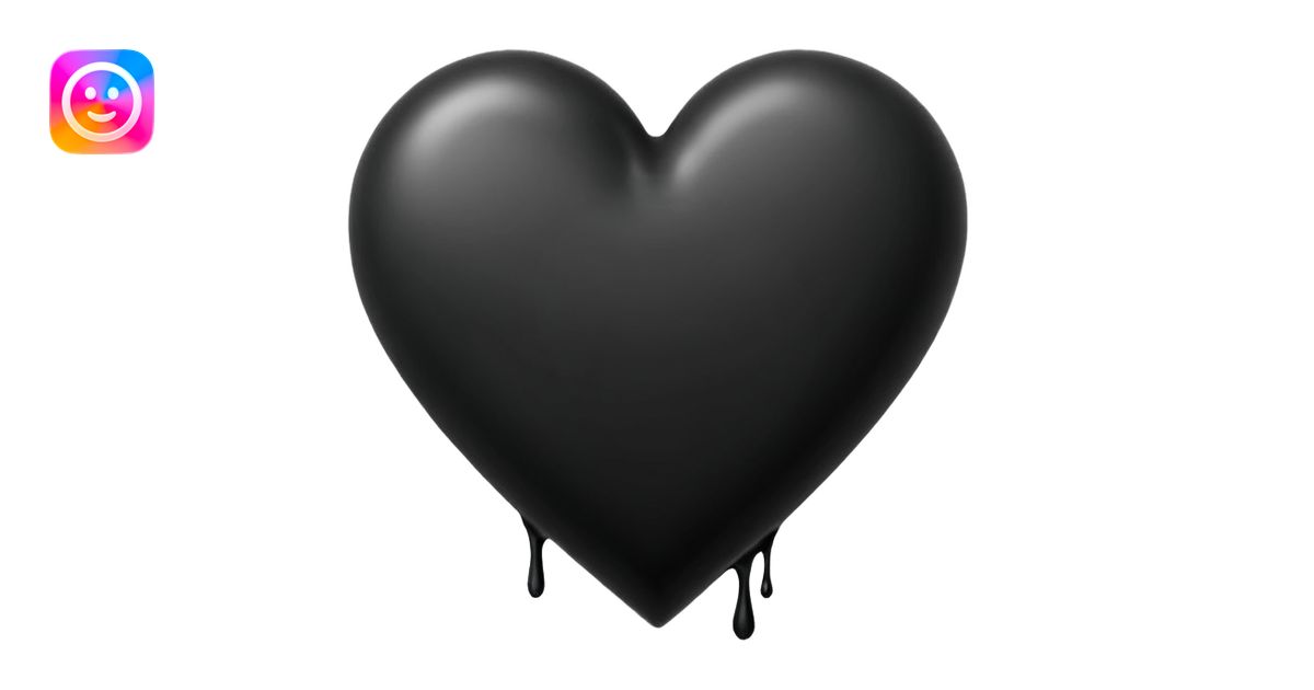 black ink heart emoji, blob, isolated on white background, grunge, like ...