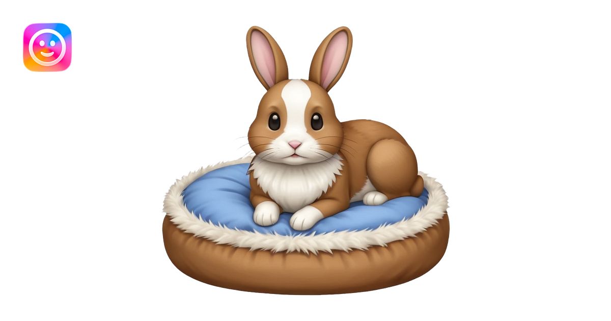 pet bed with rabbit in it brown an white rabbit emoji | AI Emoji Generator