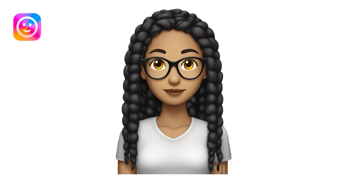 lightskin girl with glasses and black braids with long lashes emoji ...