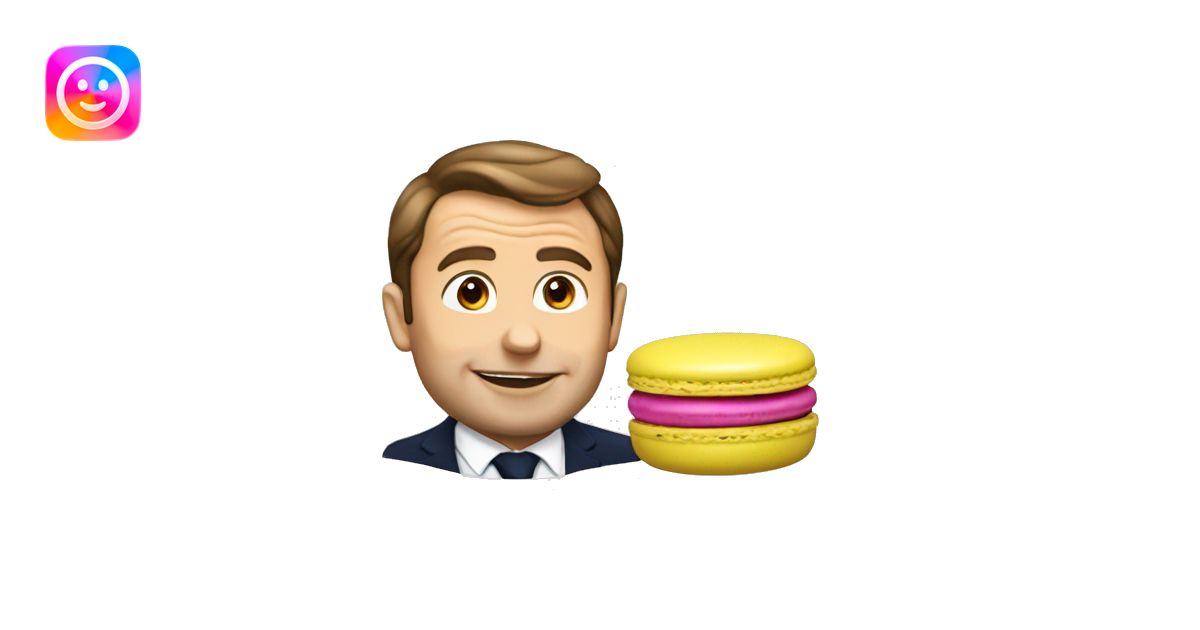 Macron qui mange un macaron emoji | AI Emoji Generator