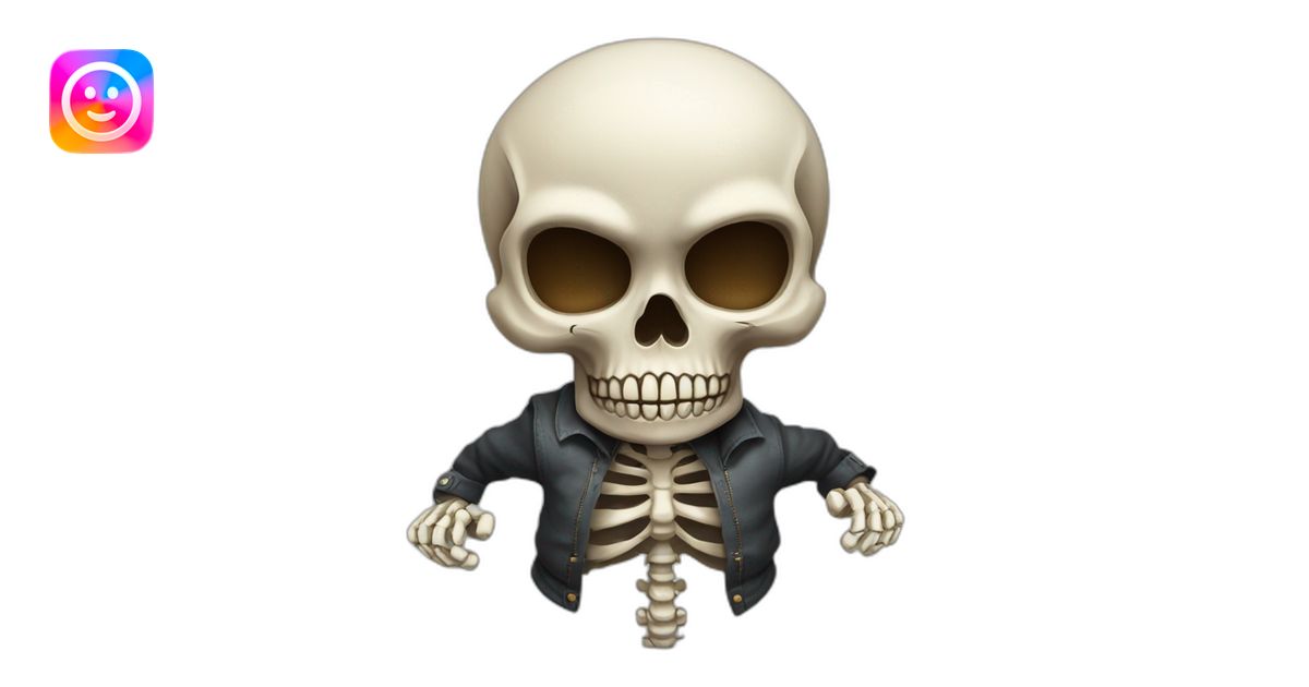 Skull head with a running body and clothes that have bones on the ...