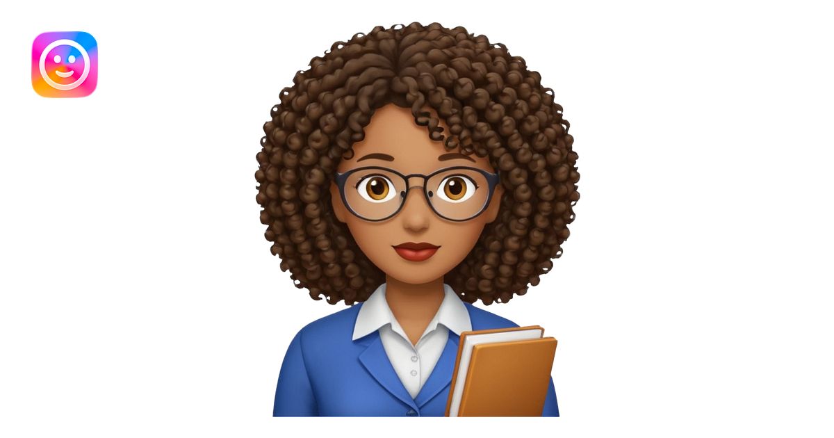 Black female teacher with curly hair and no glasses emoji | AI Emoji ...