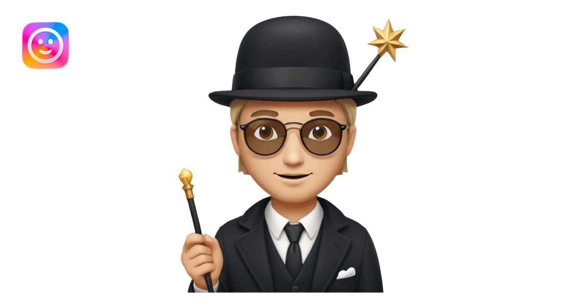 Un humain homme avec un chapeau melon et des sunglasse et une baguette ...