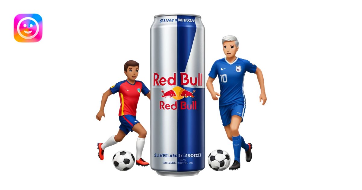 Red bull energy drink imogi for soccer players playing soccer emoji ...
