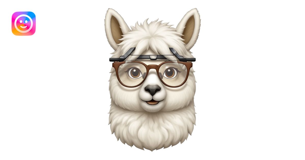 White Llama with prescription glasses emoji | AI Emoji Generator