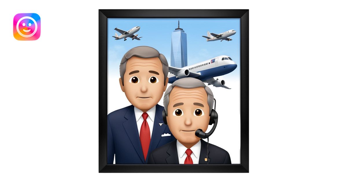emoji of the world trade center with a plane crashed into it and george ...
